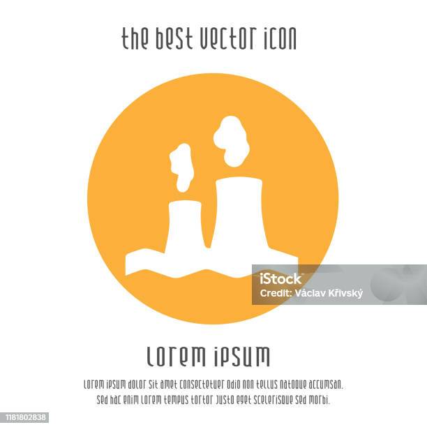 Ikon Vektor Pembangkit Listrik Tenaga Nuklir Eps 10 Tanda Pabrik Simbol