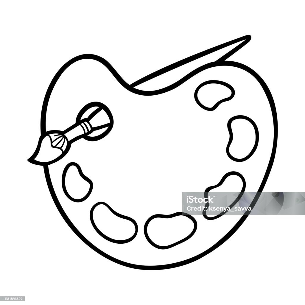 Livre De Coloriage Palette Dart Avec Le Pinceau Vecteurs Libres De