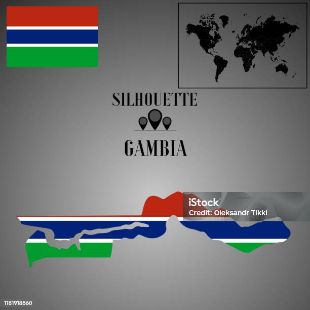 La Gambie Esquisse La Carte Du Monde Silhouette De Contour Avec Le