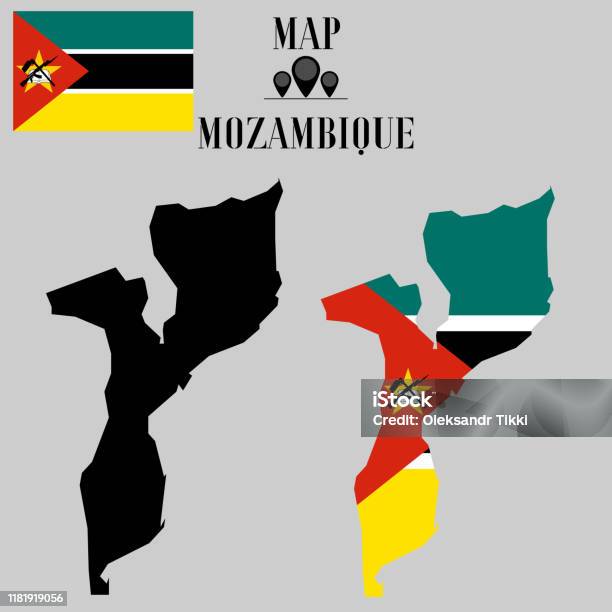 Le Mozambique Décrit La Carte Du Monde La Silhouette De Contour Avec Le