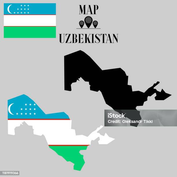 Ouzbékistan Esquisse La Carte Du Monde Silhouette De Contour Avec Le