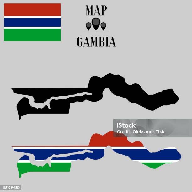 La Gambie Esquisse La Carte Du Monde Silhouette De Contour Avec Le