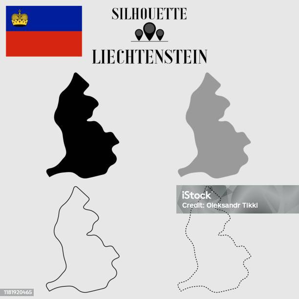 Le Liechtenstein Décrit La Carte Du Monde Solide Silhouette De Contour