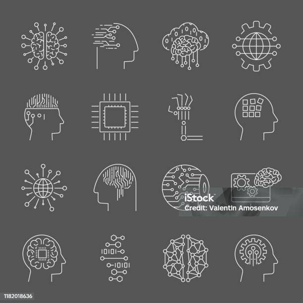 Icônes Vectorielles Ai Accident Vasculaire Cérébral Modifiable