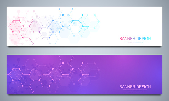 Spanduk Desain Template Dan Header Untuk Situs Dengan Struktur Molekul