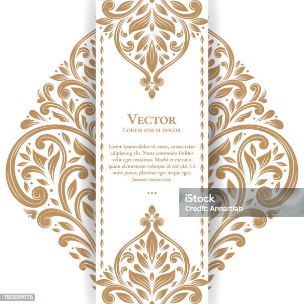 Desain Kartu Undangan Mewah Putih Dan Emas Template Ornamen Vintage