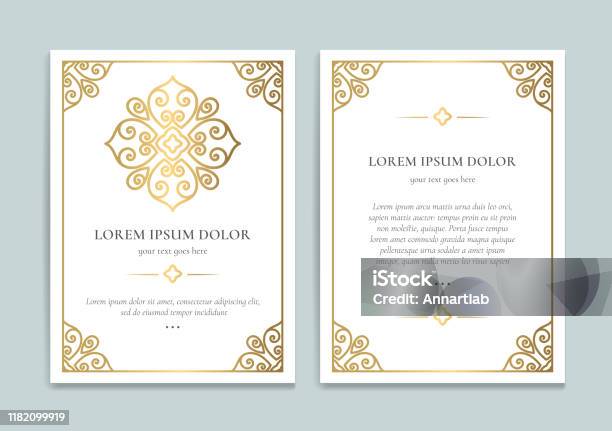 Desain Kartu Undangan Mewah Putih Dan Emas Template Ornamen Vintage