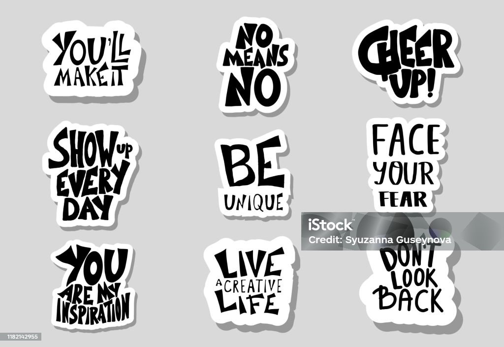 Set Of Sticker Quotes Vector Text Illustration Stock Illustration