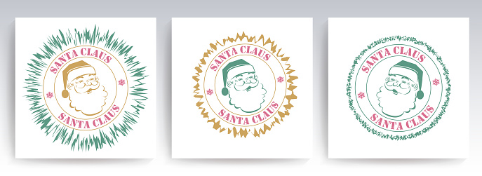 Stempel Bulat Natal Dengan Kepingan Salju Dan Siluet Kepala Santa Claus ... Stempel Bulat Natal Dengan Kepingan Salju Dan Siluet Kepala Santa Claus ...