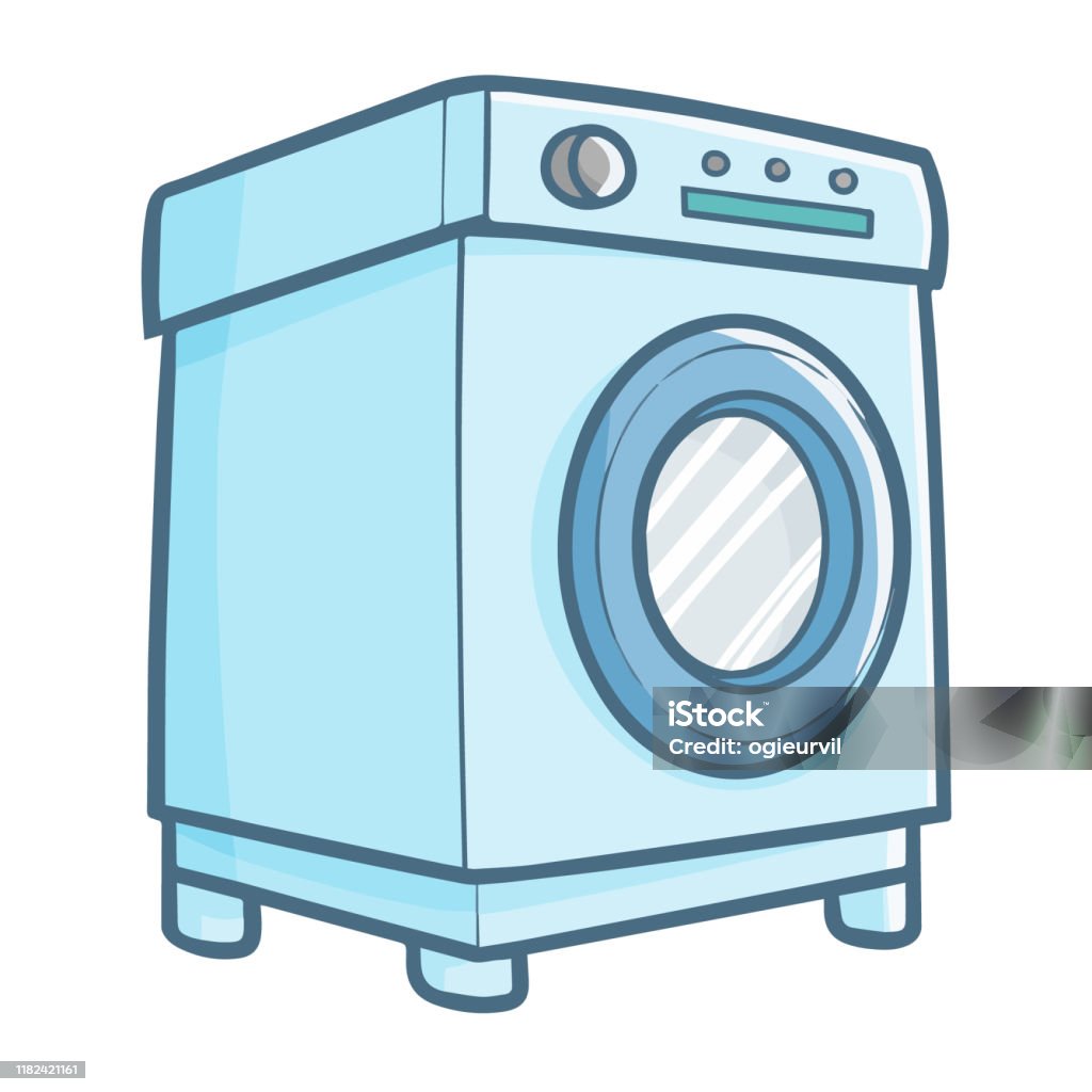 Mesin Cuci Biru Muda Untuk Cucian Anda Ilustrasi Stok Unduh Gambar