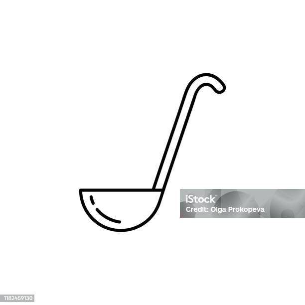 La Ldle De Soupe Icône Signe Vectorielle De Contour Pictogramme