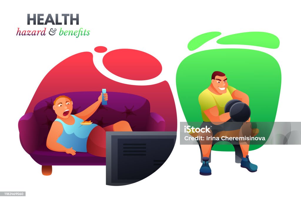Template Spanduk Gaya Hidup Sehat Dan Tidak Sehat Ilustrasi Stok Unduh Gambar Sekarang