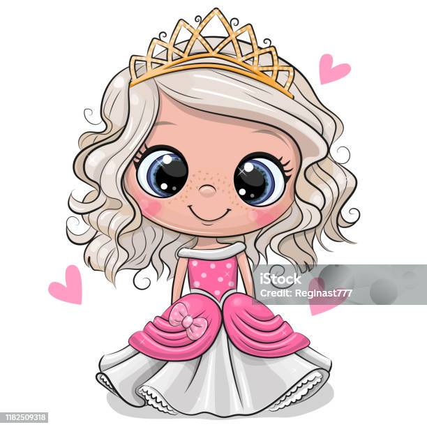 Princesse De Dessin Animé Avec Des Coeurs Disolement Sur Un Fond Blanc