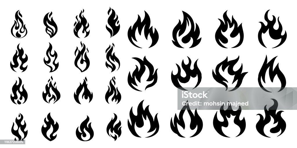 Icône De Flamme De Feu De Vecteur A Réglé Le Symbole Du Feu Sur Le Fond