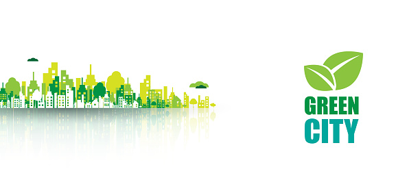 Ville Verte Concept Décologie Sauver La Vie Et Lenvironnement Vecteurs