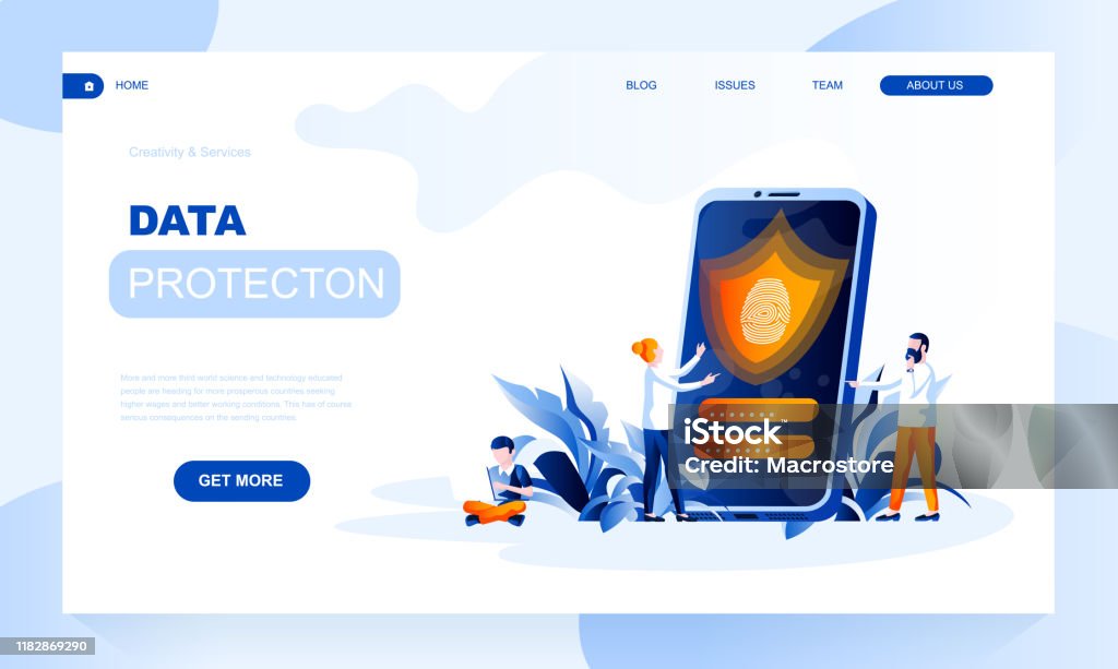 Templat Halaman Arahan Vektor Perlindungan Data Dengan Header Spanduk