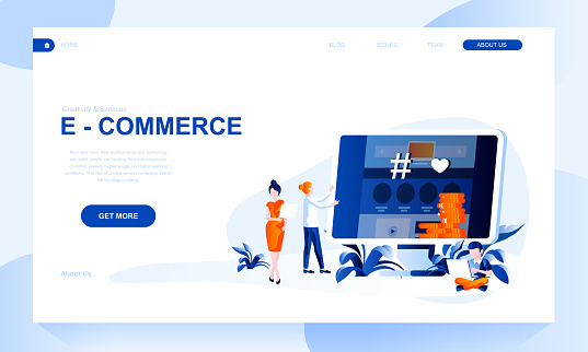 Template Halaman Arahan Vektor Ecommerce Dengan Header Online Menjual