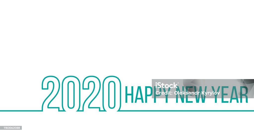 Happy New 2020 Year Linear Design Style Vector Illustration Isolated On