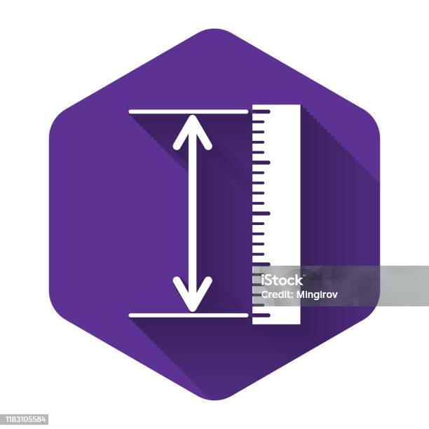 Wit Het Pictogram Hoogte En Lengte Van De Meting Geïsoleerd Met Lange