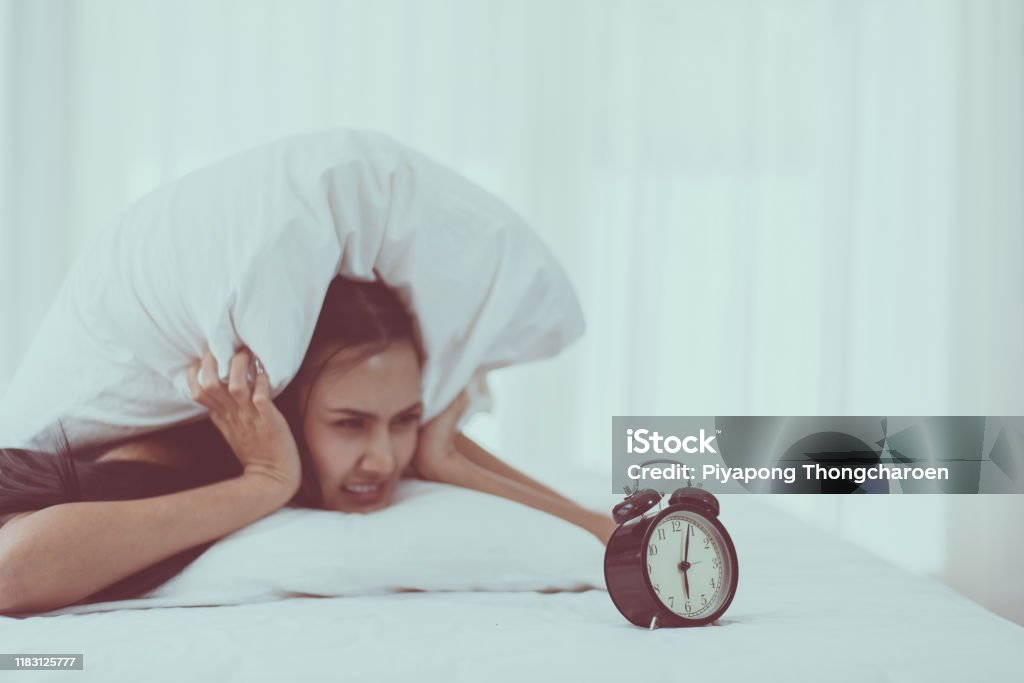 Bored Young Asian Woman Hates Getting Stressed Waking Up Early 6 Oclock