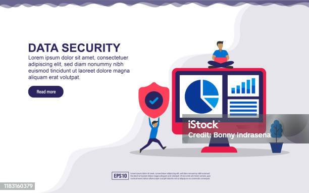Konsep Halaman Arahan Keamanan Data Ilustrasi Desain Datar Modern