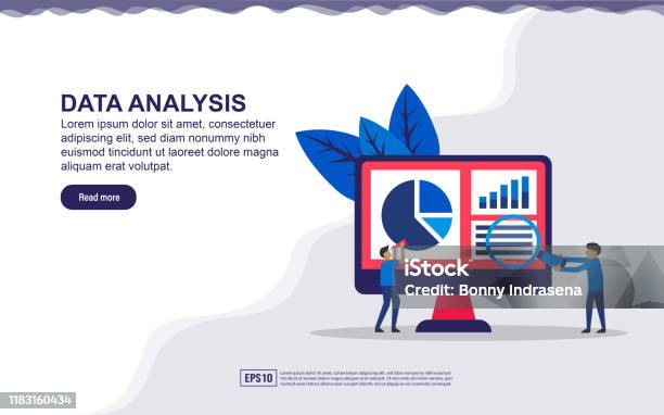 Konsep Halaman Arahan Analisis Data Ilustrasi Desain Datar Modern