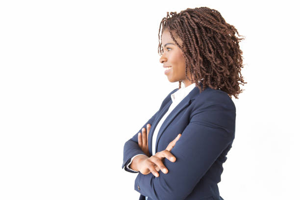 560 Portrait Of Smiling Business Woman With Folded Hands Isolated On