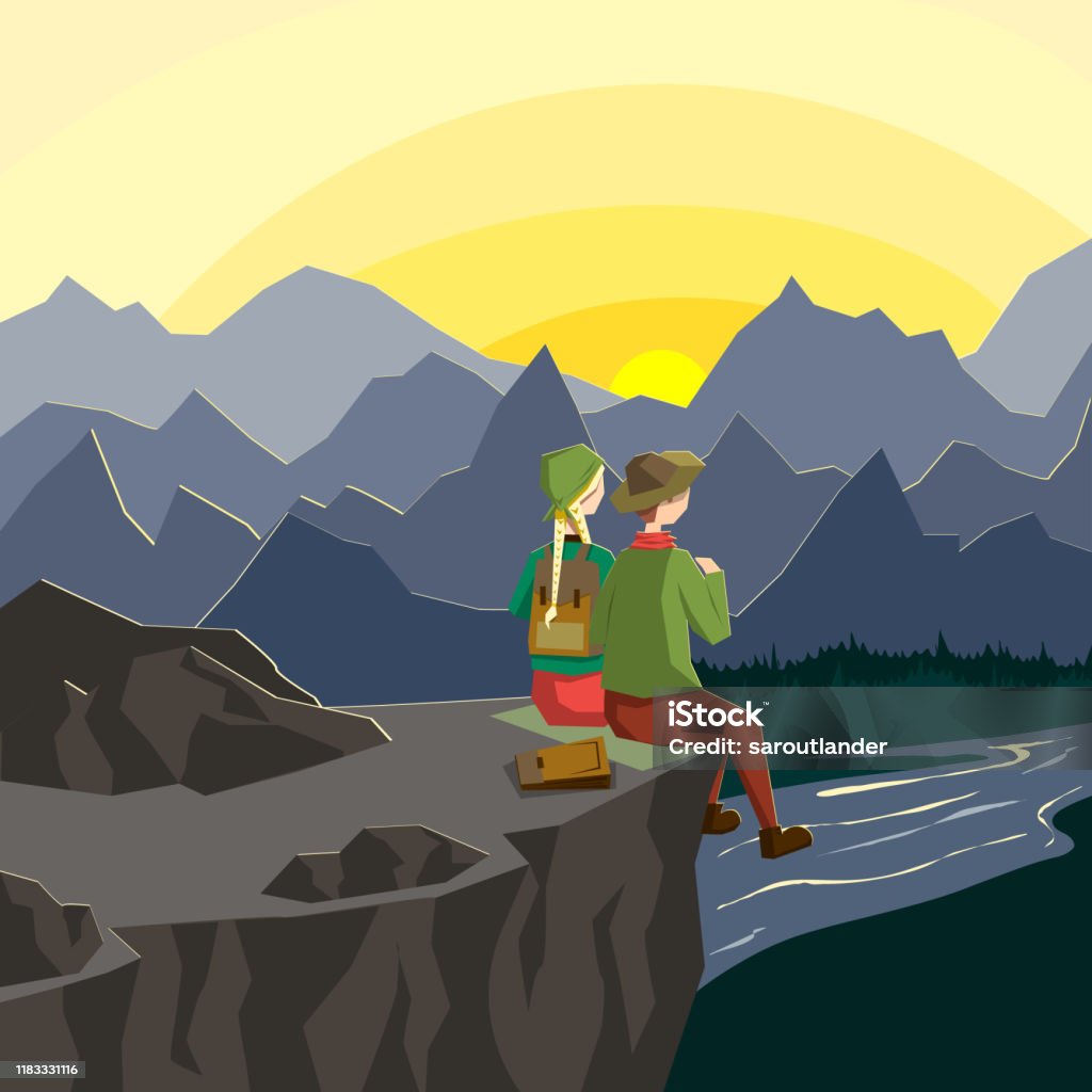Beberapa Turis Muda Berdiri Di Danau Lanskap Gunung Dan Danau Ilustrasi ... Beberapa Turis Muda Berdiri Di Danau Lanskap Gunung Dan Danau Ilustrasi ...