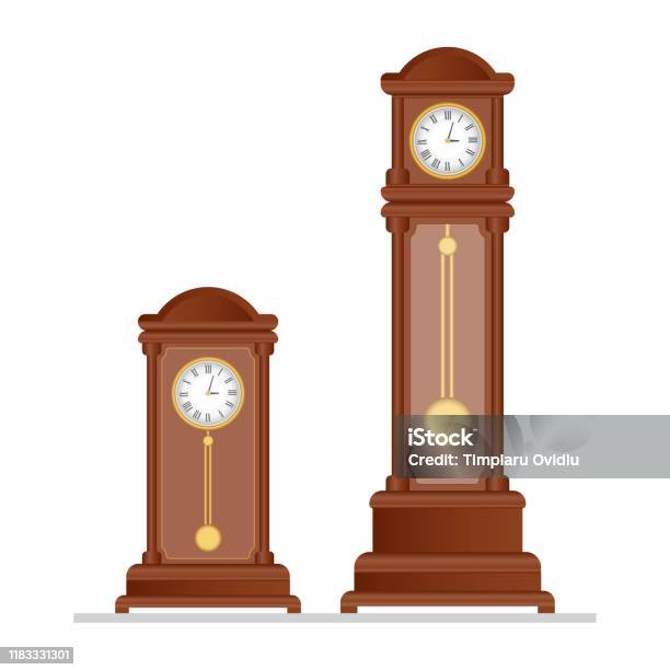 Jam Retro Lama Dengan Ilustrasi Vektor Pendulum Ilustrasi Stok Unduh