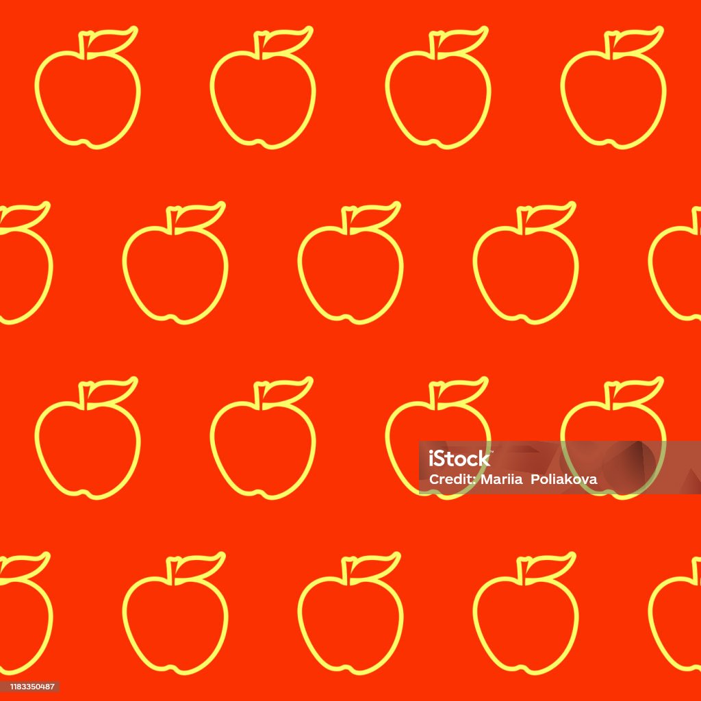 Apple Vector Seamless Pattern Apple Silhouette Seamless Texture Green