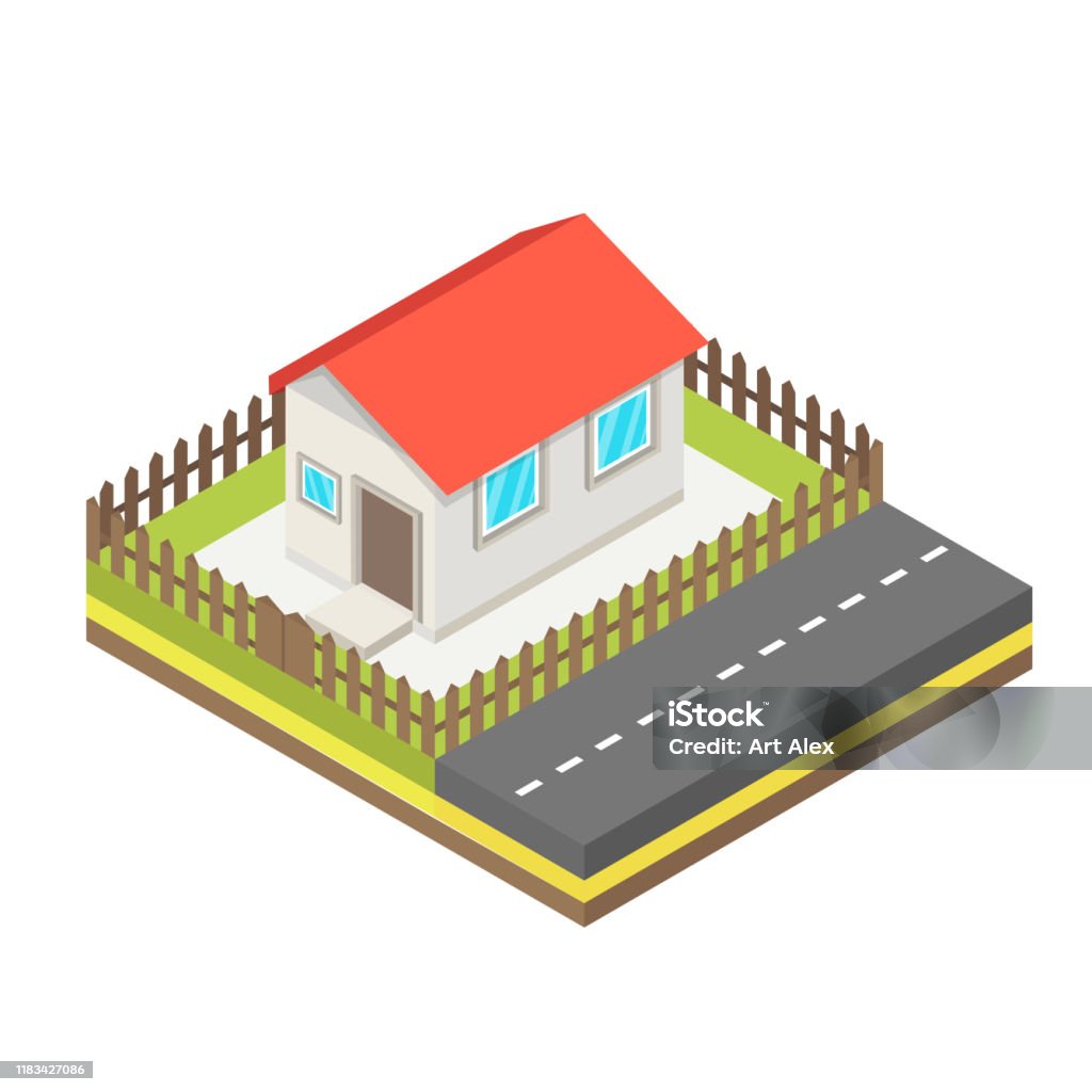 Rumah Isometrik Dan Jalan Elemen Isometrik Mewakili Rumah Pinggiran ... Rumah Isometrik Dan Jalan Elemen Isometrik Mewakili Rumah Pinggiran ...