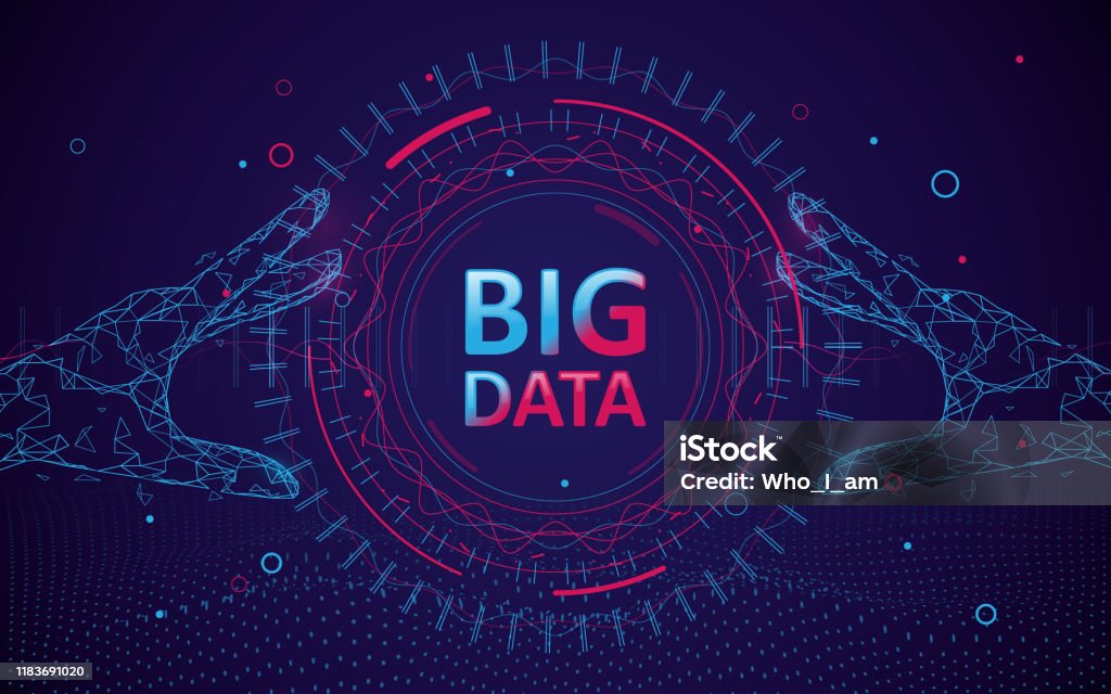 Abstract Bigdata Coding Science Background Circle Geometric Particle