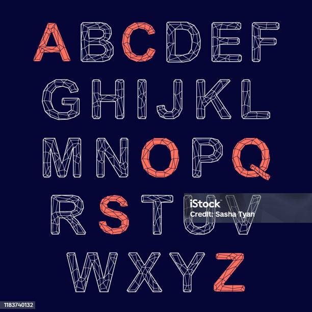 Crystal Texture Font Vector Alphabet With Latin Letters Mosaic Font