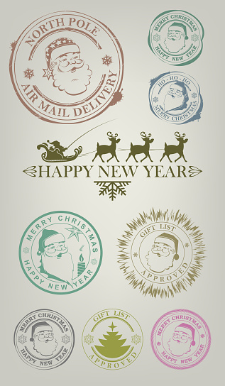 Stempel Natal Dengan Wajah Santa Claus Yang Baik Set Ilustrasi Stok ... Stempel Natal Dengan Wajah Santa Claus Yang Baik Set Ilustrasi Stok ...