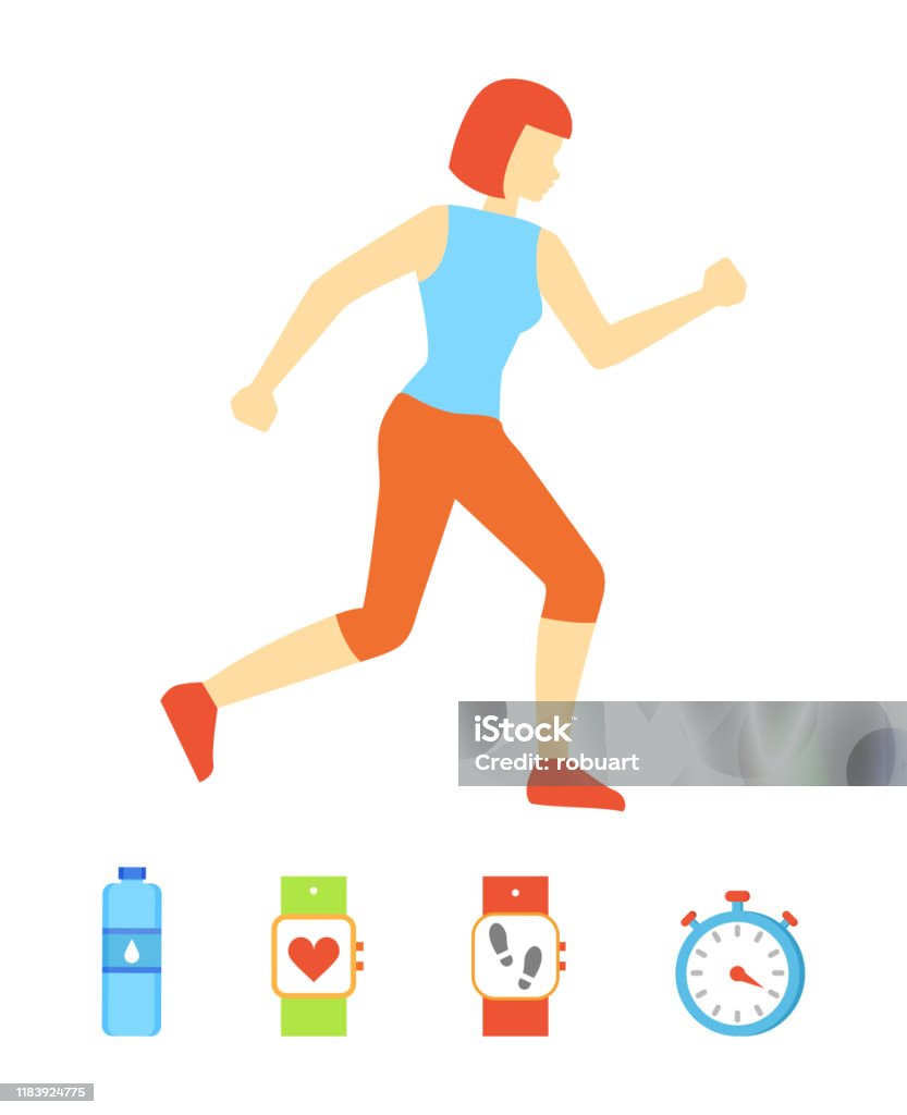 Running Woman Weight Loss Vector Illustration Stock Illustration