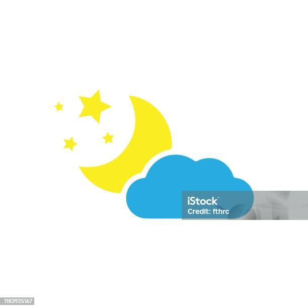 Ikon Bulan Bintang Dan Awan Simbol Tidur Ilustrasi Vektor Terisolasi