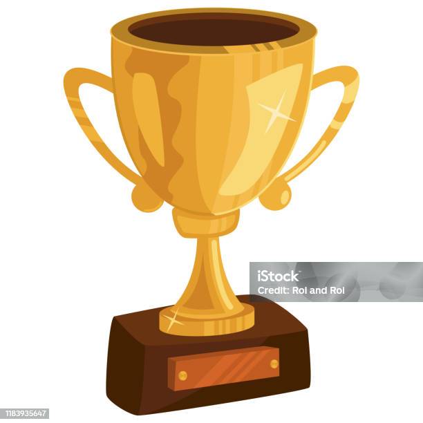 Gouden Cup Of Trofee Cartoon Vector Illustratie Geïsoleerd Op Witte