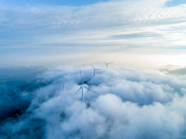 Free Stock Photo of Aerial View of Wind Farm Amidst Clouds | Download ...