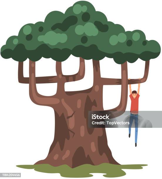 Ilustración de Teenage Boy Hanginig En Tree Branch Childhood Activity ... Ilustración de Teenage Boy Hanginig En Tree Branch Childhood Activity ...