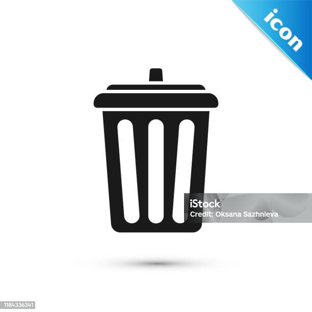 Ikon Tempat Sampah Hitam Terisolasi Pada Latar Belakang Putih Tanda