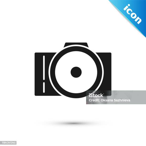 Icône Noire Dappareilphoto Disolement Sur Le Fond Blanc Icône De Caméra