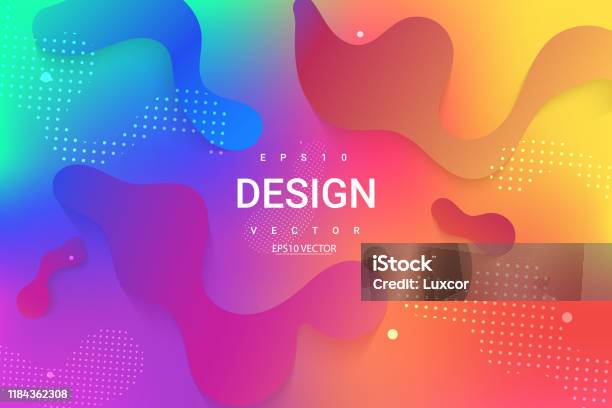 Desain Latar Belakang Warna Cair Komposisi Bentuk Gradien Cairan Poster