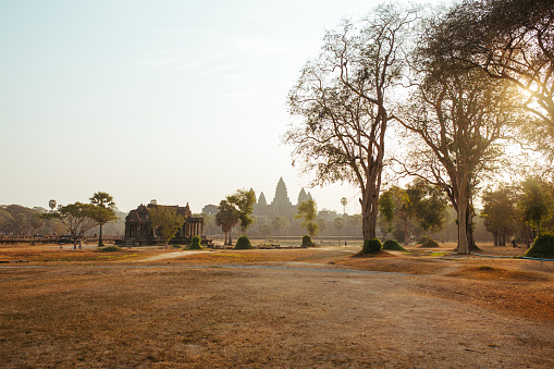Kuil Angkor Wat Di Kamboja Dekat Kota Siem Reap Di Asia Foto Stok Unduh Gambar Sekarang Istock
