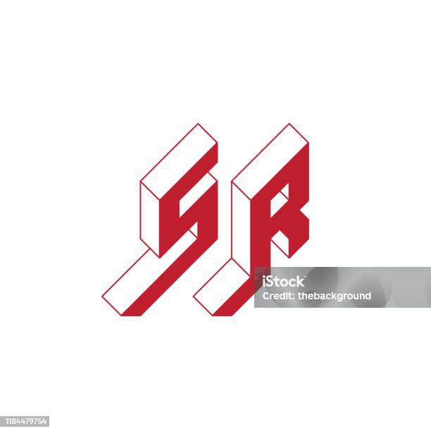 Sr Monogram Atau Logotipe Font 3d Isometrik Untuk Desain Alfabet Volume