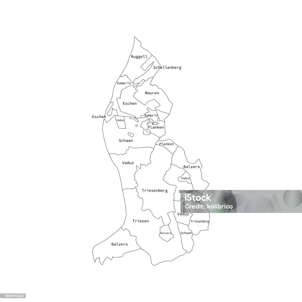 Vector Outline Administrative Division Map Of Liechtenstein Vector Map ... Vector Outline Administrative Division Map Of Liechtenstein Vector Map ...