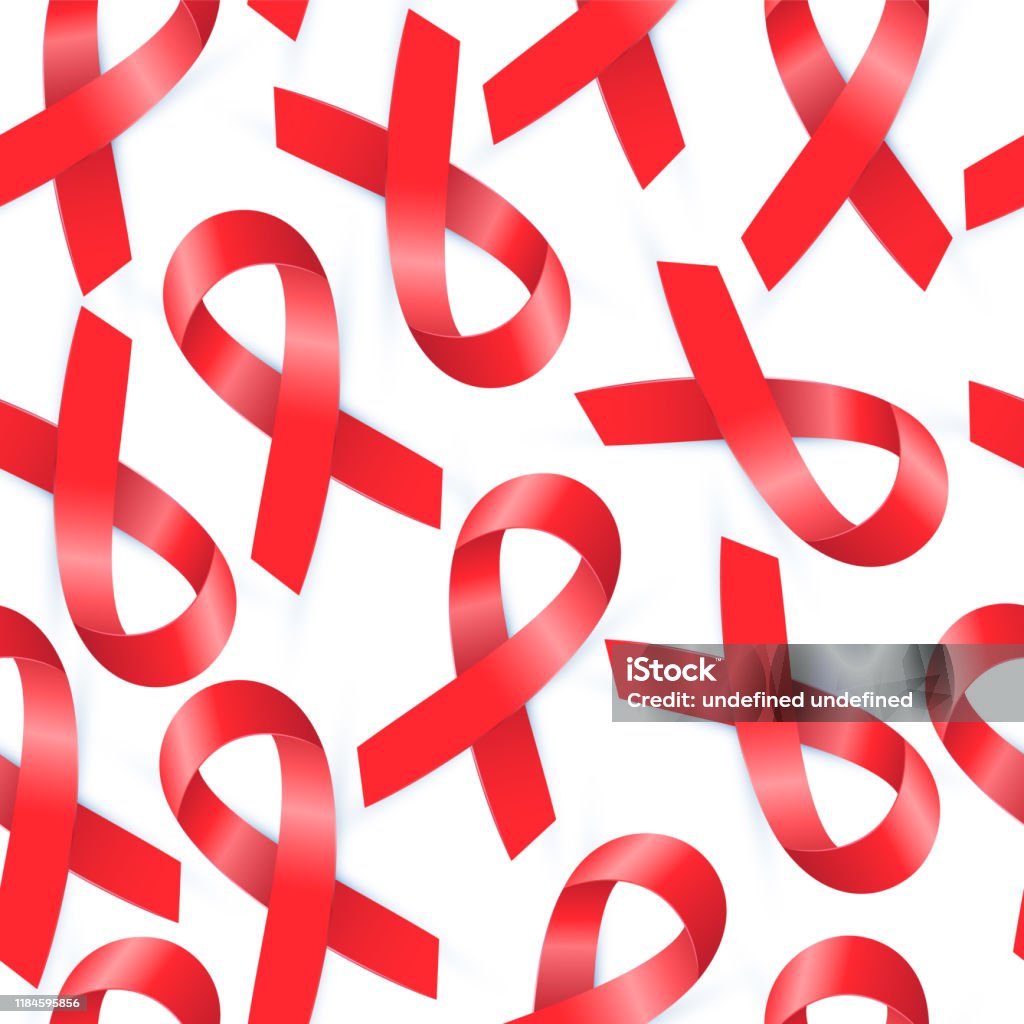 Pola Mulus Hari Aids Pita Kesadaran Merah Realistis Untuk Hari Aids