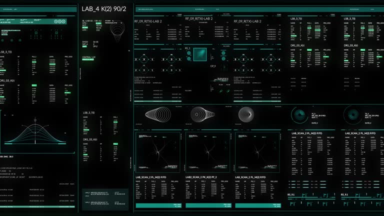 Futuristic Source Code Digital Data Telemetry Motion Graphic Display Screen With User Interface