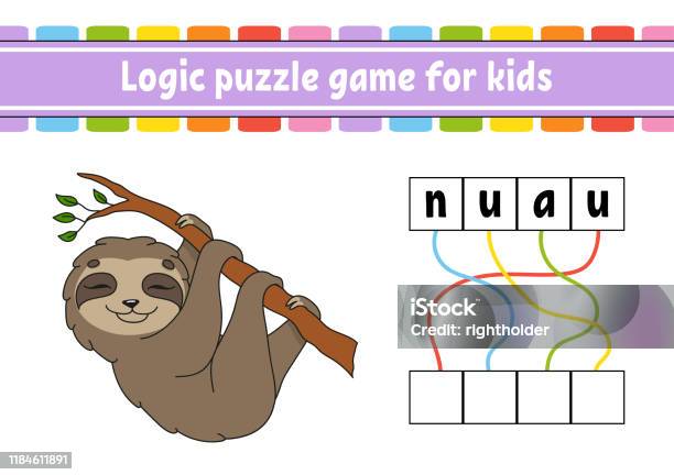 Jeu De Puzzle Logique Apprendre Des Mots Pour Les Enfants Trouvez Le