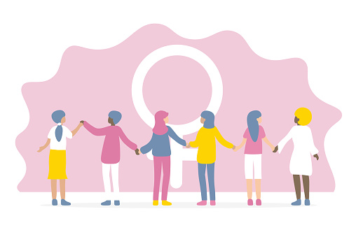 Feminism Woman Holding Hands Symbol Stock Illustration Download Image