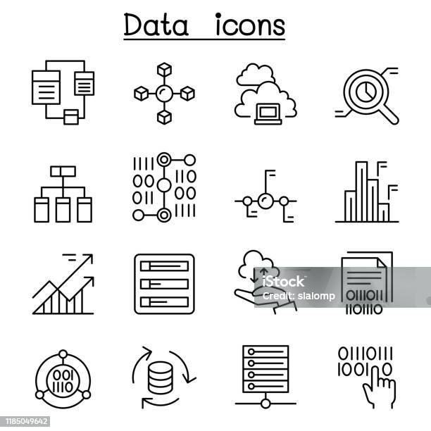 Data Database Grafik Bagan Ikon Diagram Diatur Dalam Gaya Garis Tipis ... Data Database Grafik Bagan Ikon Diagram Diatur Dalam Gaya Garis Tipis ...